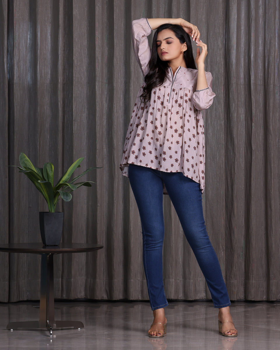 Jasmine - Onion Pink Tunic – Sukruti Design